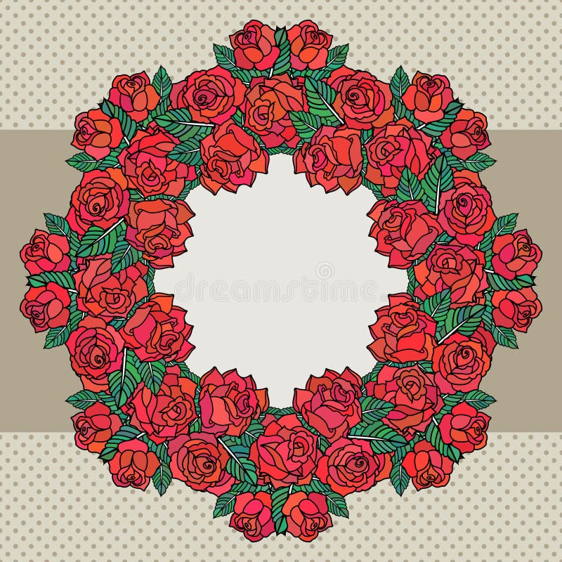 Old School Frame with Roses and Birds. Vector Illustration. Stock ...