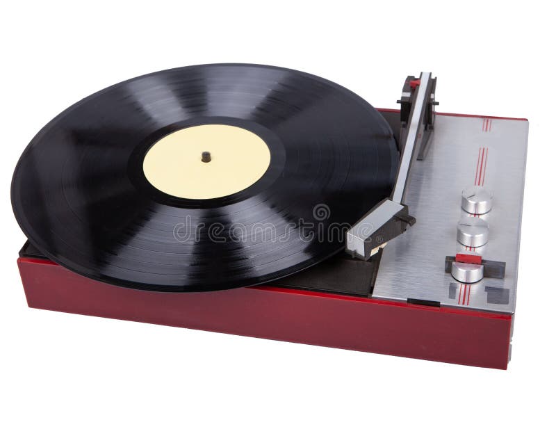 Old Old School Gramophone with a Black Record Stock Photo - Image of ...