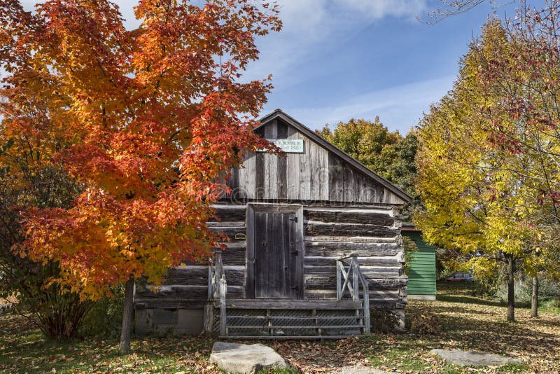 Old School House in Fall editorial stock photo. Image of porch - 60460843