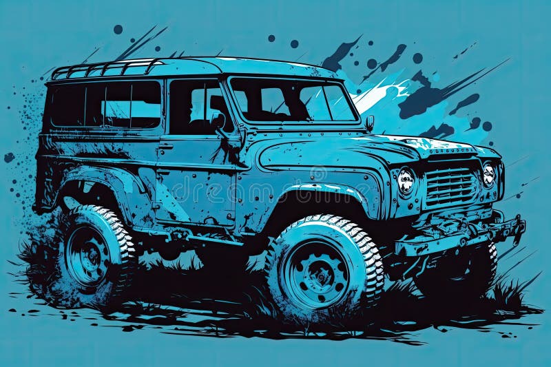 An Old School Off Road Vehicle Drawing Stock Illustration ...