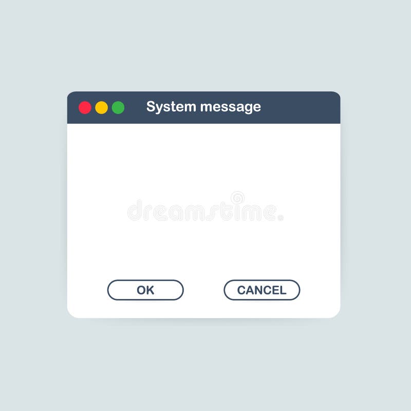 Old School Operating System Message Template Classic Computer User Interface Element With Ok