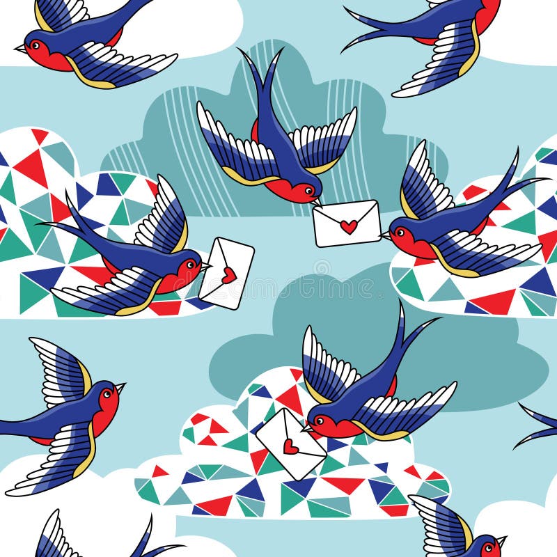Old School Pattern Birds Letters Stock Illustrations – 22 Old School ...
