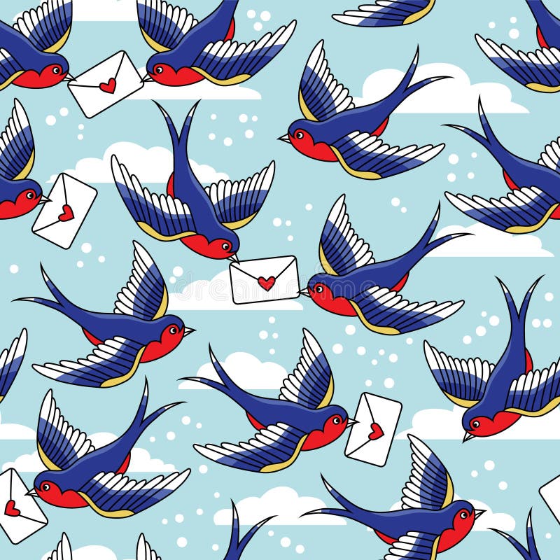 Old School Pattern Birds Letters Stock Illustrations – 22 Old School ...