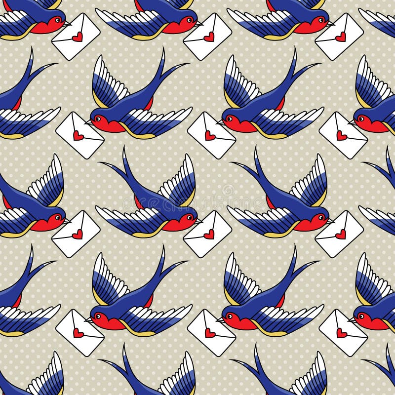 Old School Pattern Birds Letters Stock Illustrations – 22 Old School ...