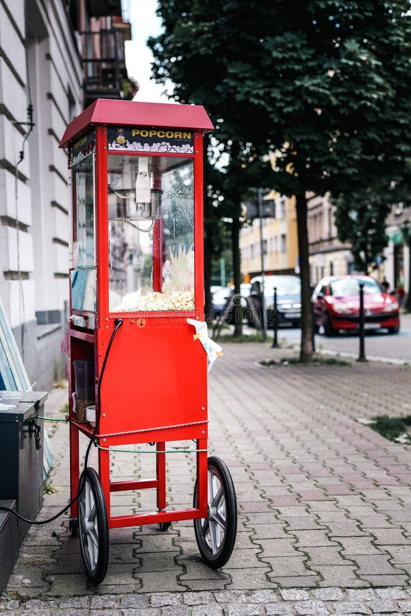 An Old School Popcorn Machine in the Street. Stock Photo - Image of ...