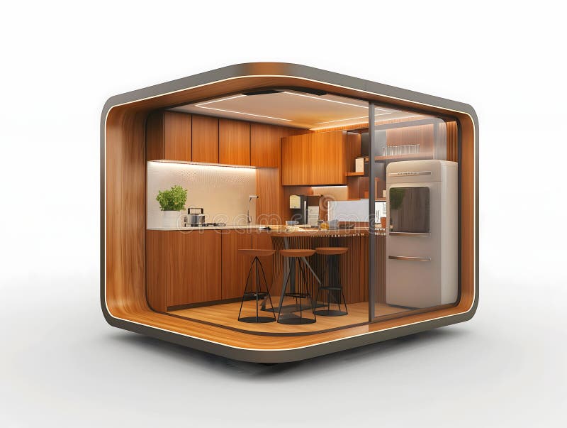 Old School Retro Minimalist Kitchen Design Stock Illustration ...