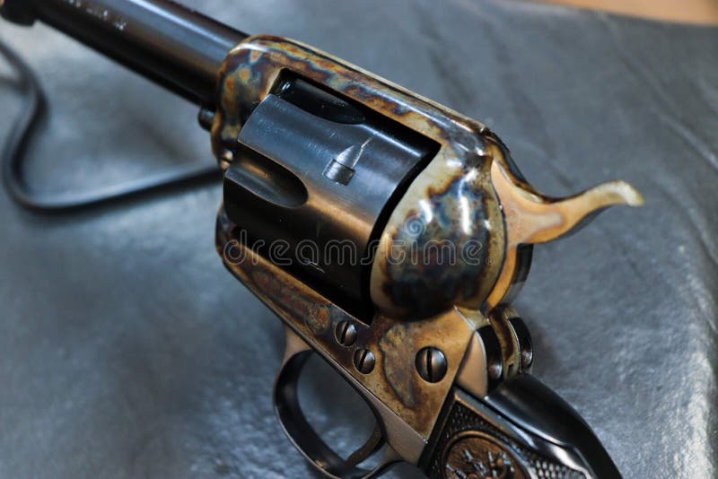 Old school revolver stock photo. Image of hand, metal - 216630290