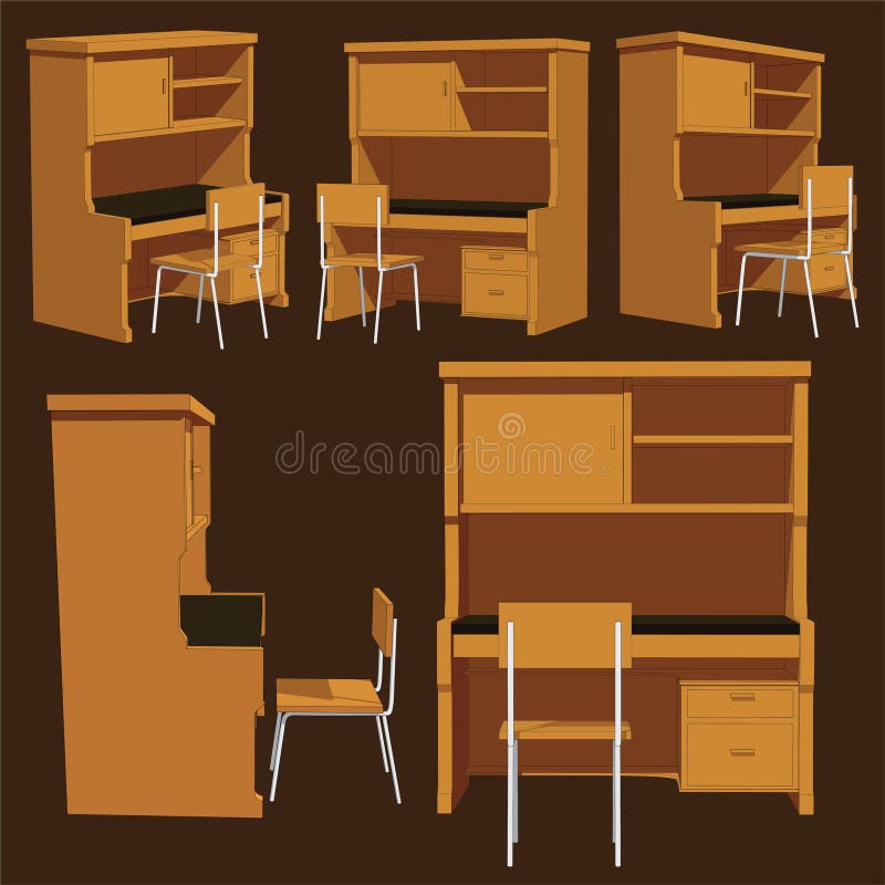 An old-school study table stock vector. Illustration of keyboard ...
