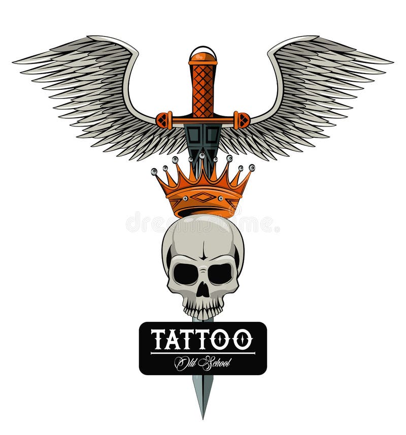 Tattoo devil with piercing stock illustration. Illustration of ornament ...