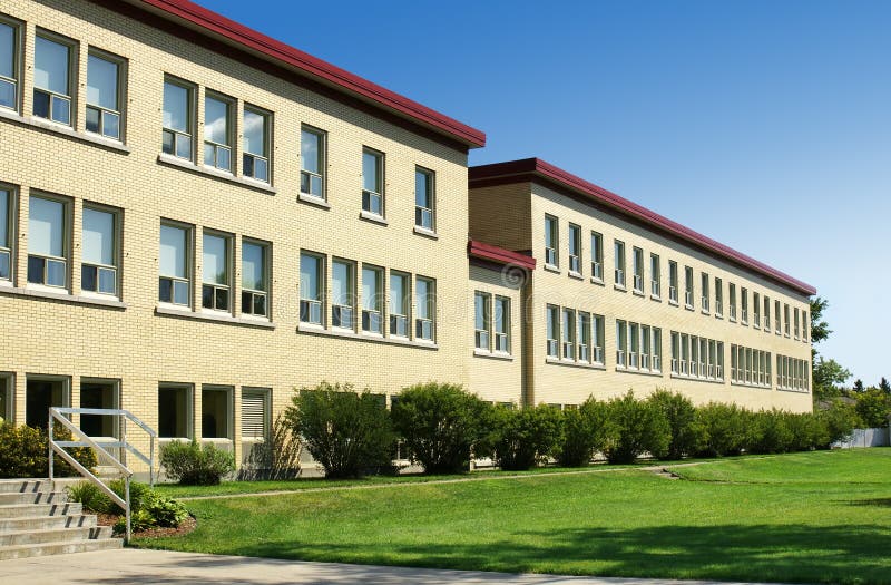 Generic High School Building Exterior Facade Stock Image - Image of ...