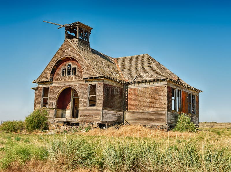 Ghost Town School at Govan stock photo. Image of brush - 244310660
