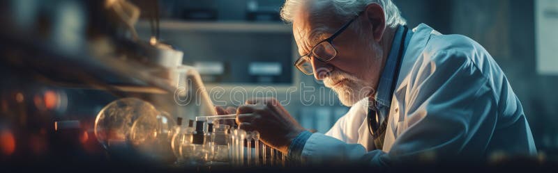 Old Scientists in a Modern Lab Stock Illustration - Illustration of ...