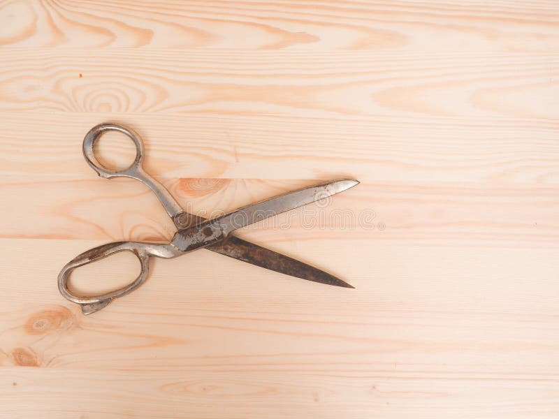 Old Scissors on a Wooden Background Stock Image - Image of background ...