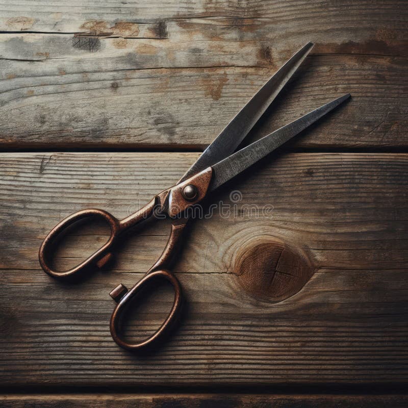 Old Scissors on a Wooden Surface. Stock Image - Image of craft, wood ...