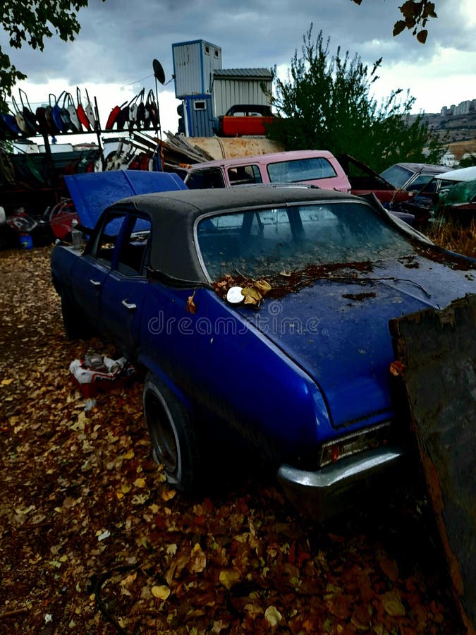 Old scrap car stock image. Image of happynewyear, bluescrapcar - 200649577