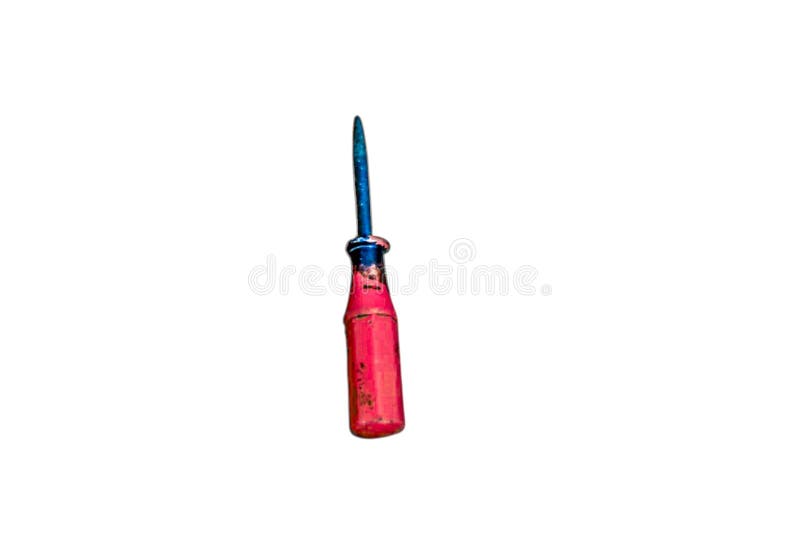 Old Screwdriver with Red Handle, Isolated on White Background. Rusty ...