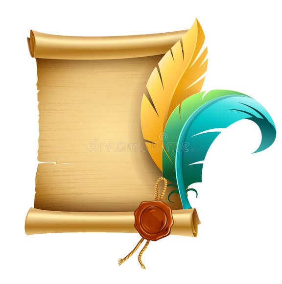 Old Script Script with Stamp and Feathers Stock Vector - Illustration ...