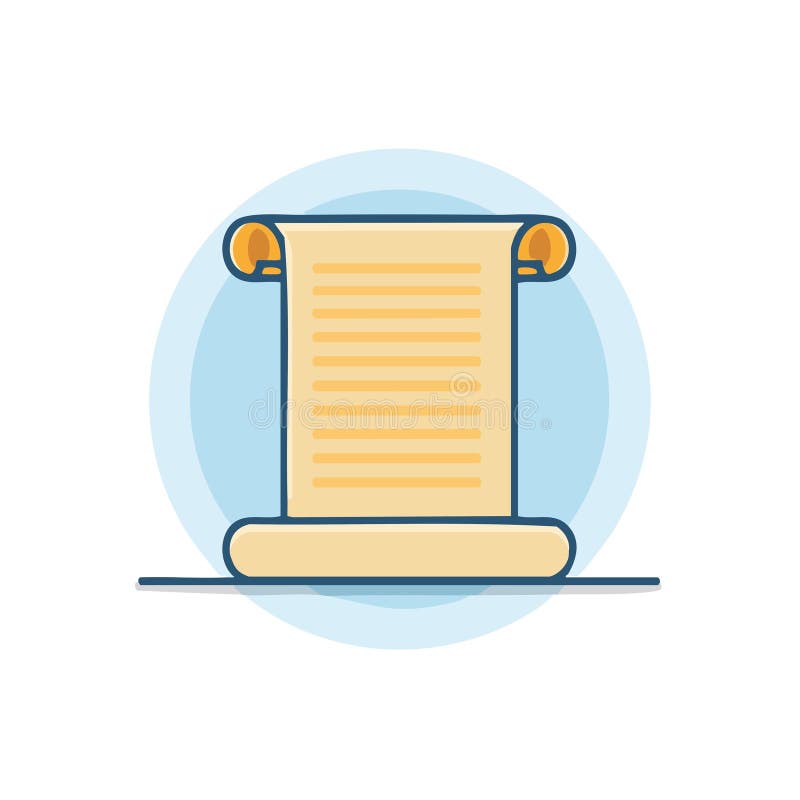 Old Script Scroll Illustration with Text Layers on Pale Blue Backdrop ...