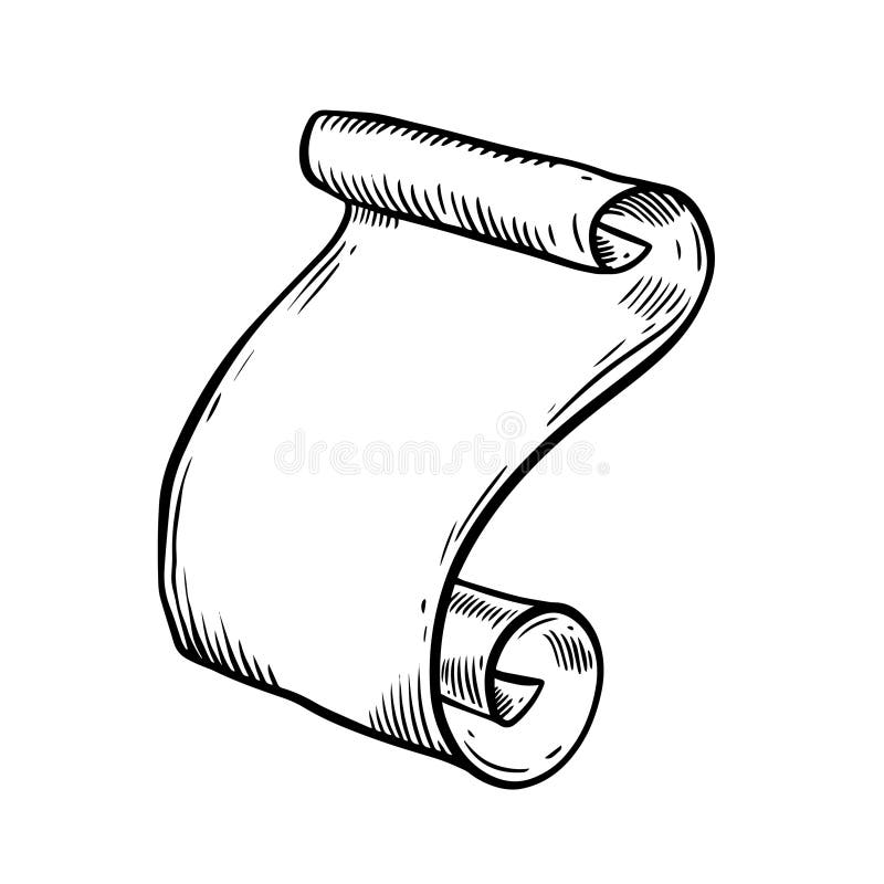 Old Scroll Hand Drawn Sketch Art Vintage Style Stock Vector ...