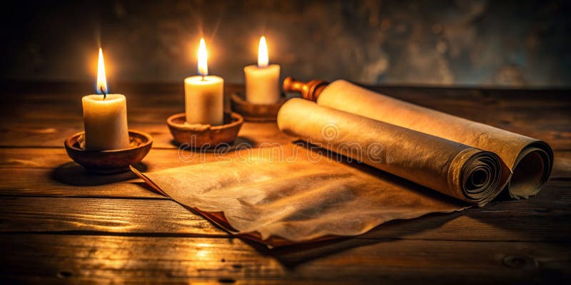 An Old Scroll Laying on a Table by Candlelight AI-Generated Content ...