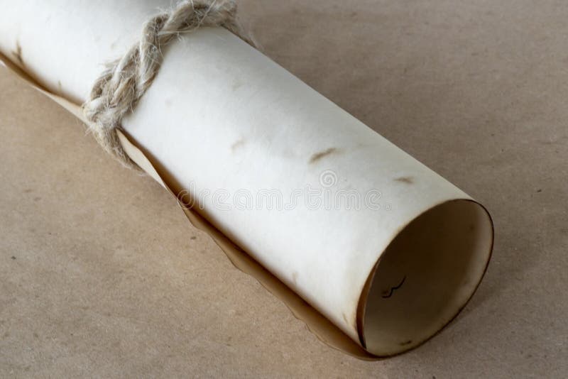 An Old Scroll Lies on Old Paper in Close-up Stock Image - Image of ...