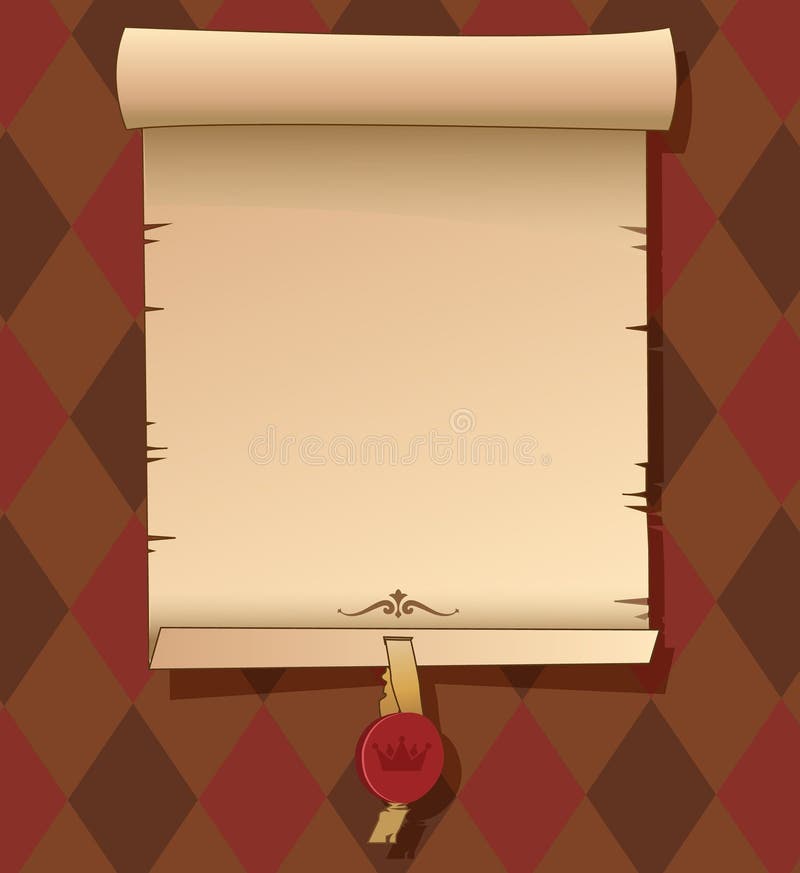 Old Scroll Paper. Background with Signet. Vector Template. Old Scroll ...