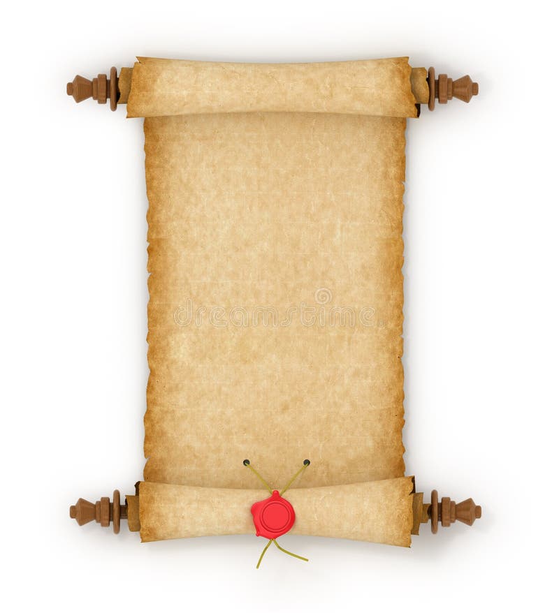 Old Paper Scroll Isolated Over White Background. 3d Stock Illustration ...