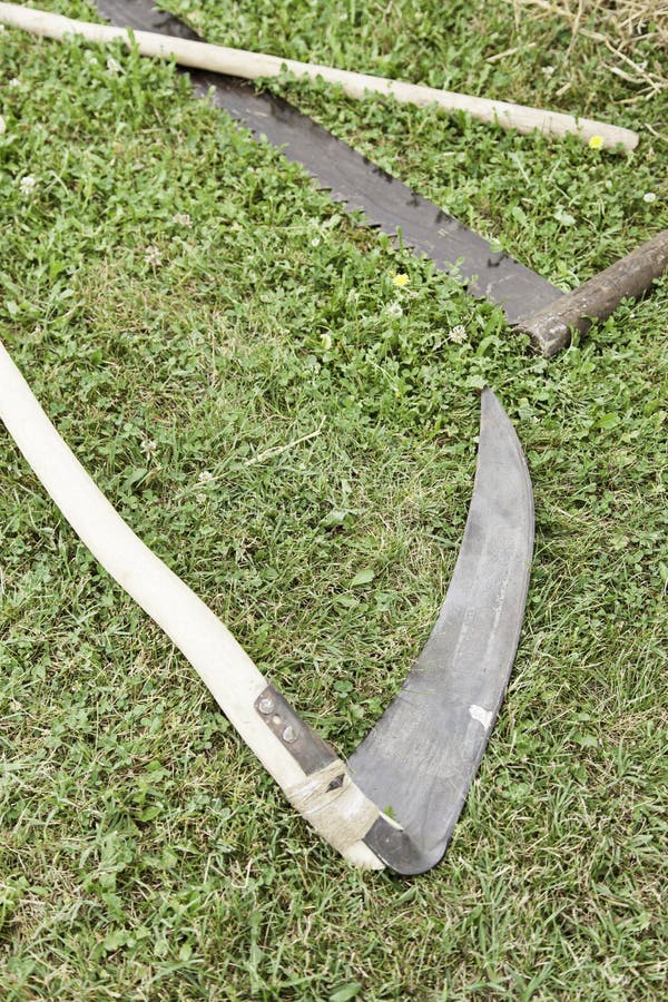 Old scythe in the field stock photo. Image of reaper - 50594986