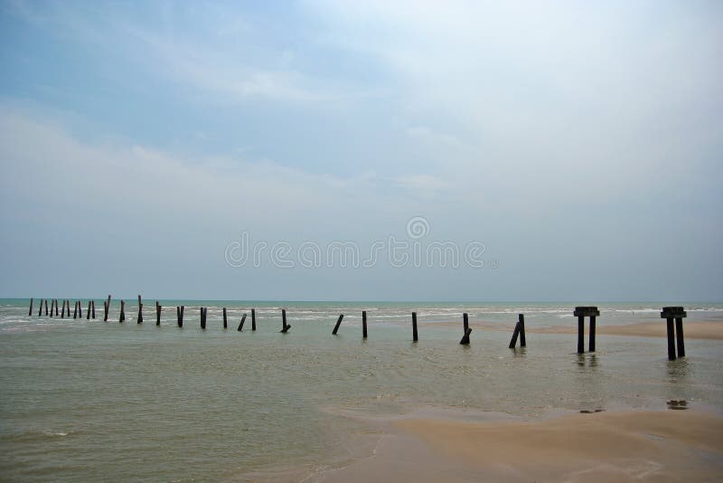 Old Sea Bridge Near Chu-am Beach Stock Image - Image of background ...