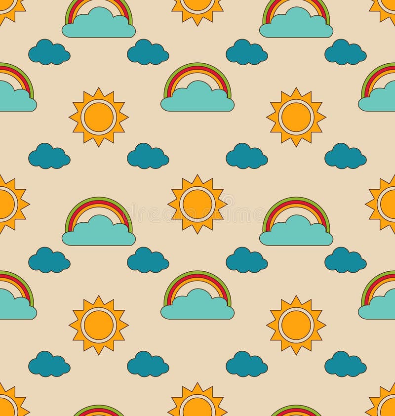 Vintage Weather Symbols Seamless Stock Illustrations – 92 Vintage ...