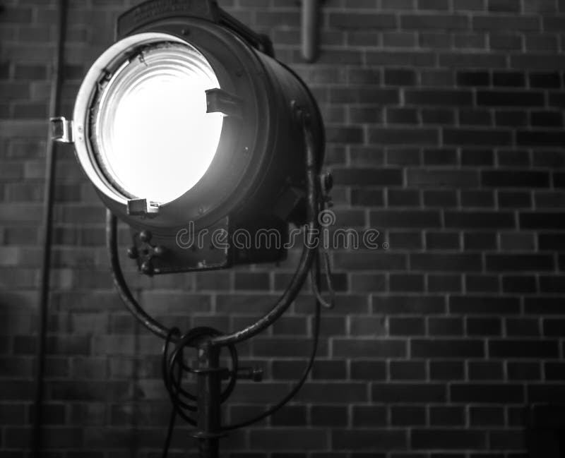 Old Searchlight Against Brick Wall Close-up. Black-white Photo ...