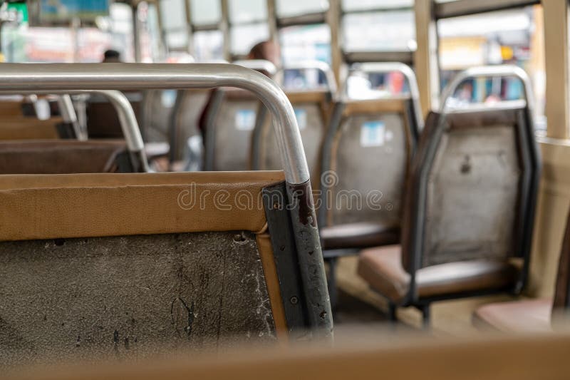 Old Seats on the Public Bus in the Capital City Stock Photo - Image of ...