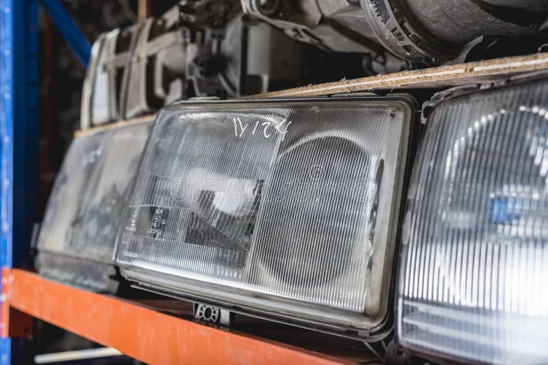 Old Secondhand Surplus Headlight or Head Lamp Assembly Parts at an Auto ...