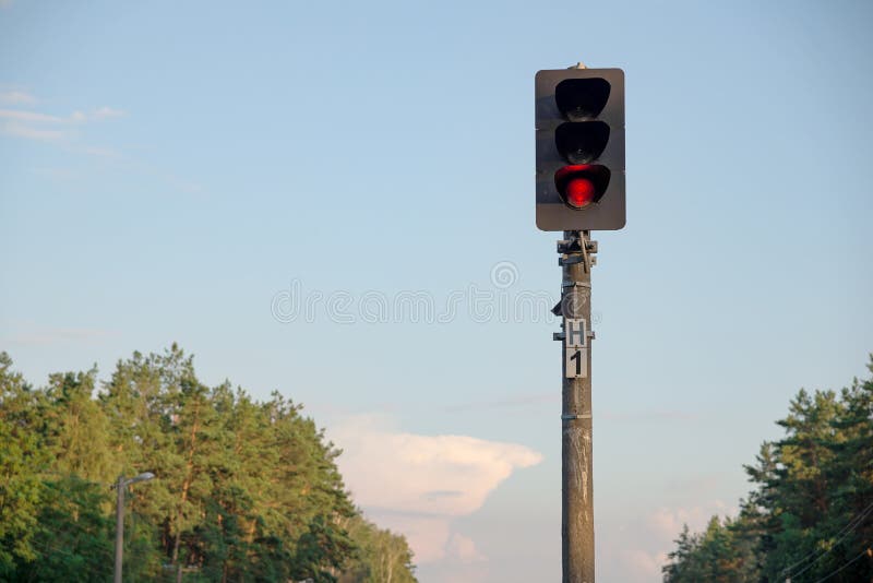 Old Semaphore with Red Light Stock Image - Image of motion, energy ...