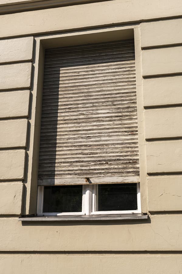 An Old Semi-closed Roller Shutter Stock Image - Image of apartment ...