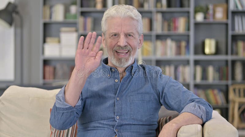 Old Senior Man Talking for Online Video Chat Stock Image - Image of ...