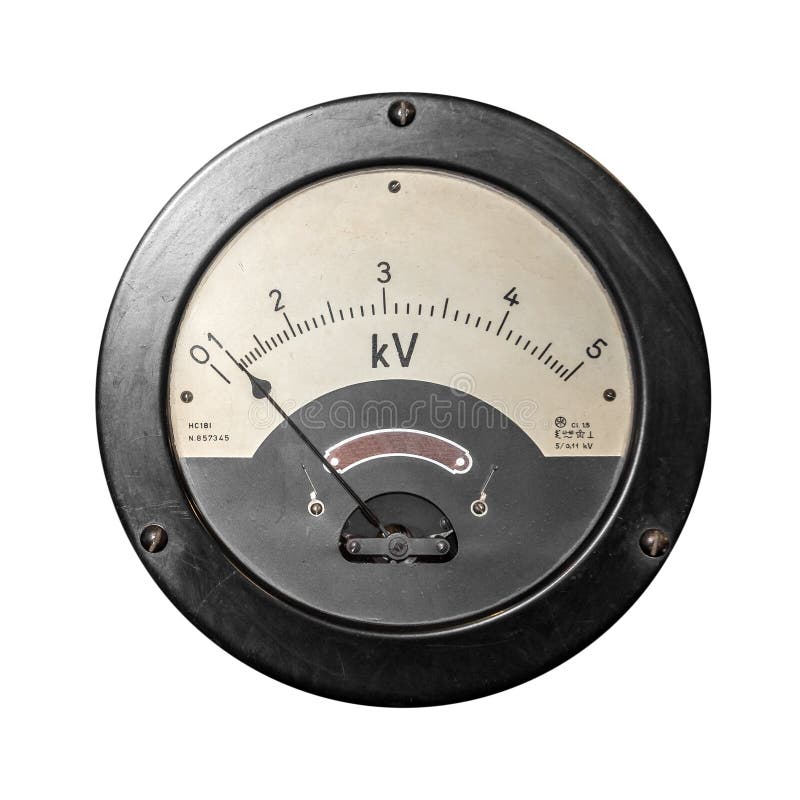 Old Sensor Voltmeter Isolated on White. Stock Image - Image of meter ...