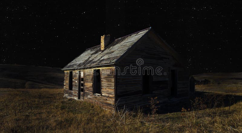 Old Settlers Home with Stars Above Stock Image - Image of quiet, ghost ...