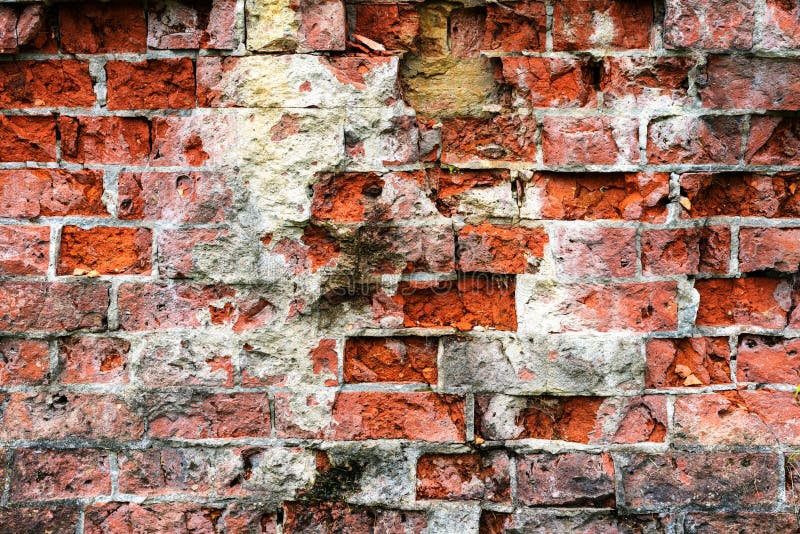 Old Severely Damaged Brick Wall. Stock Photo - Image of material ...