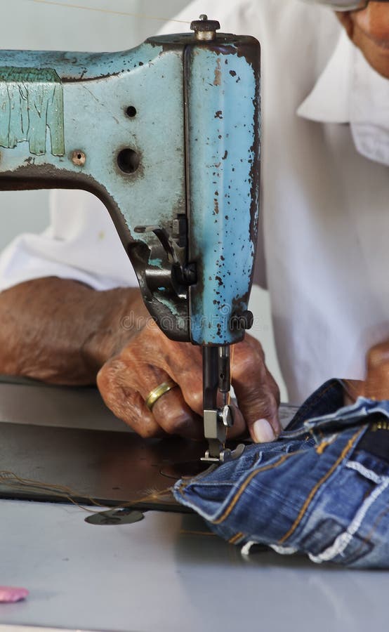 Old sewing machine and job stock image. Image of making - 77376587