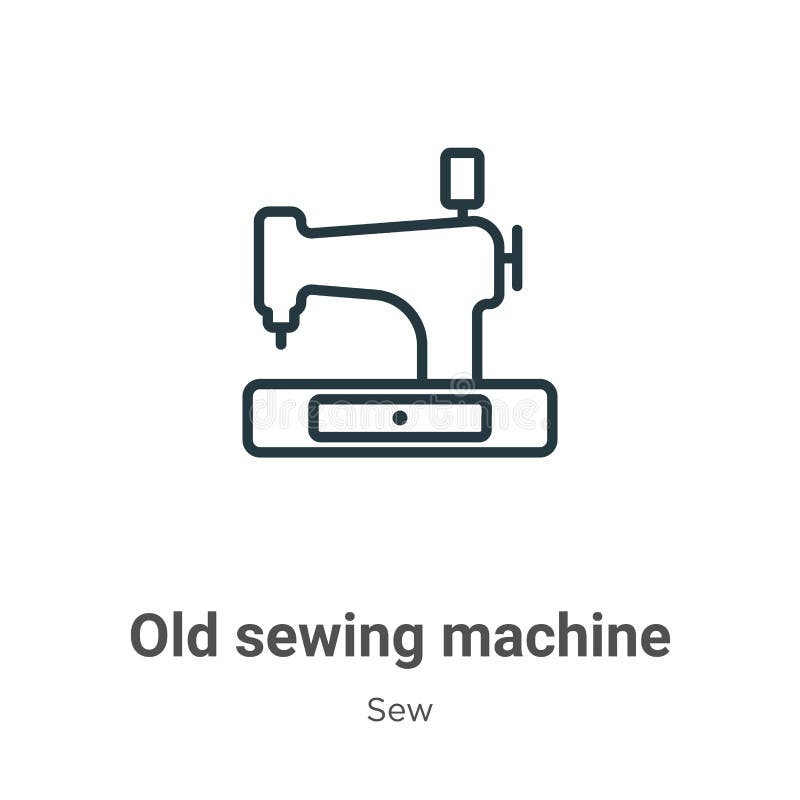 Old Sewing Machine Outline Vector Icon Thin Line Black Old Sewing