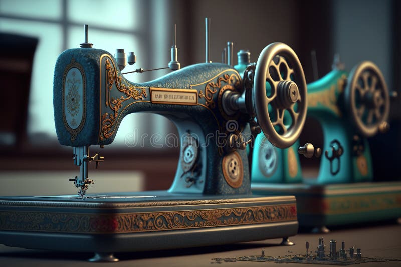 Old Sewing Machines in Sewing Workshop. Generative AI Stock ...