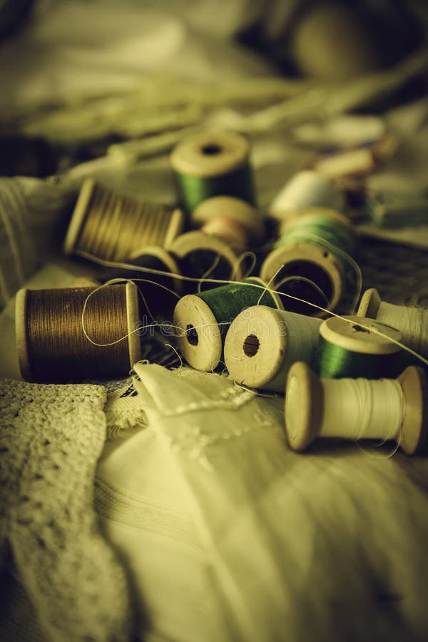 Old sewing threads stock image. Image of white, isolated - 176342791