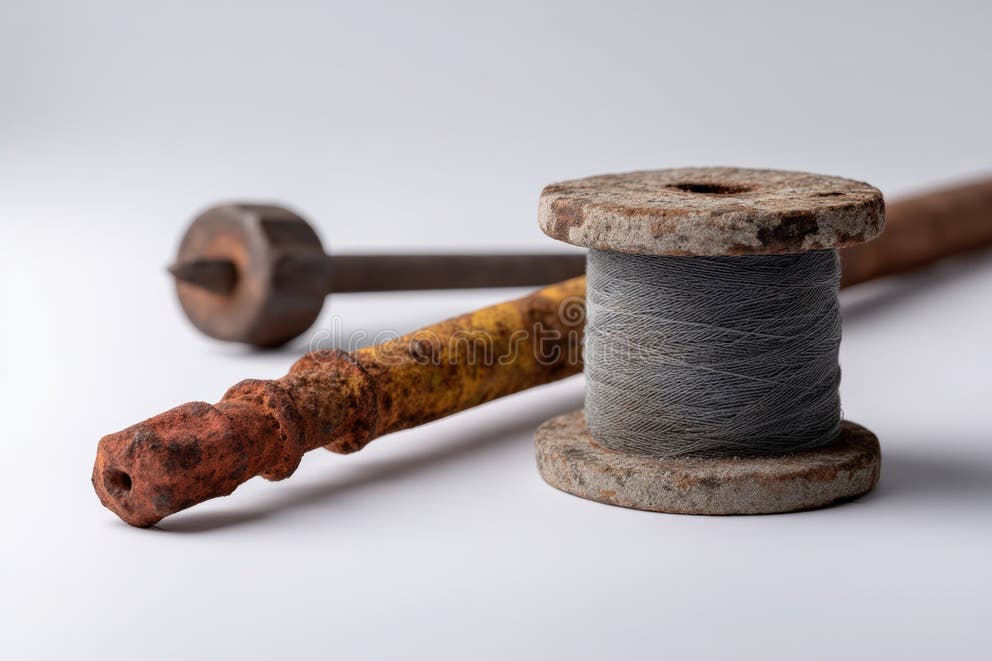 Vintage Sewing Tools and Materials on a Clean Surface Showcasing ...