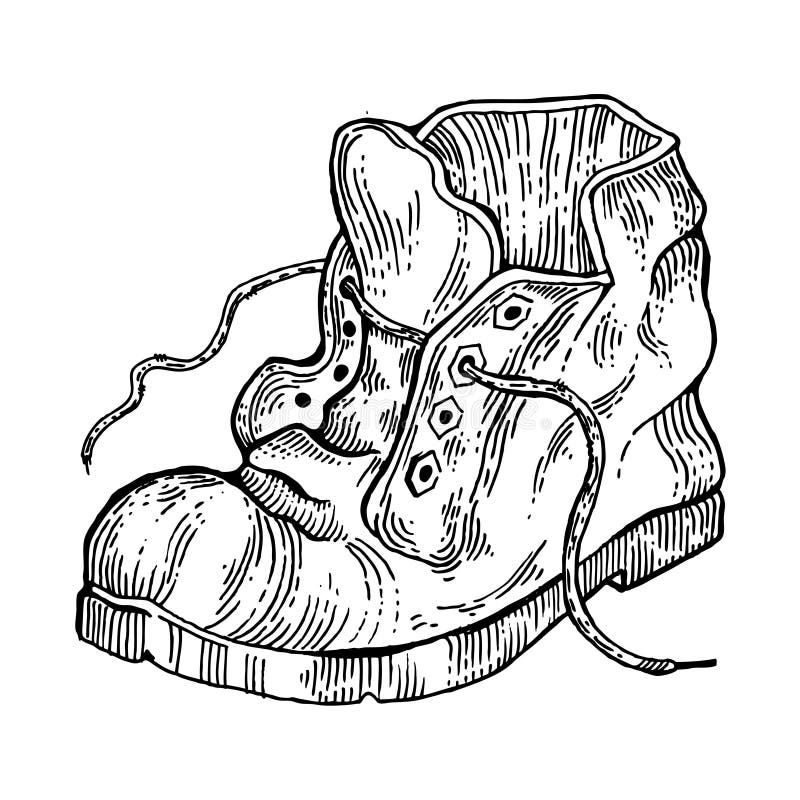 Old Shabby Boot Sketch Engraving Style Vector Stock Vector ...
