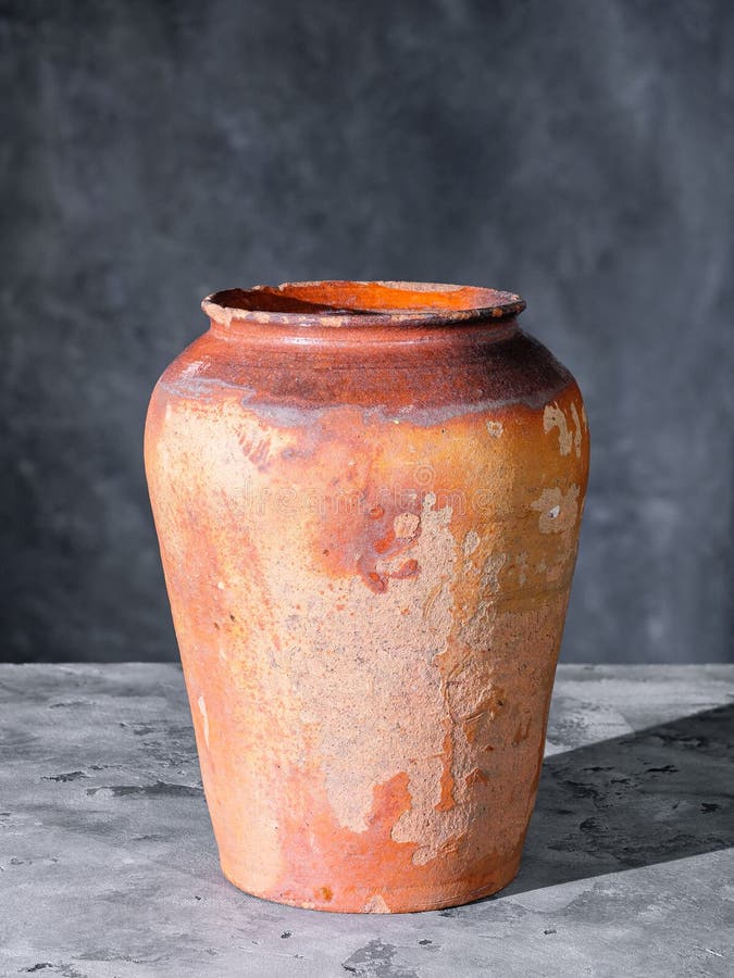 Old Shabby Ceramic Jug on Concrete Surface Stock Image - Image of ...
