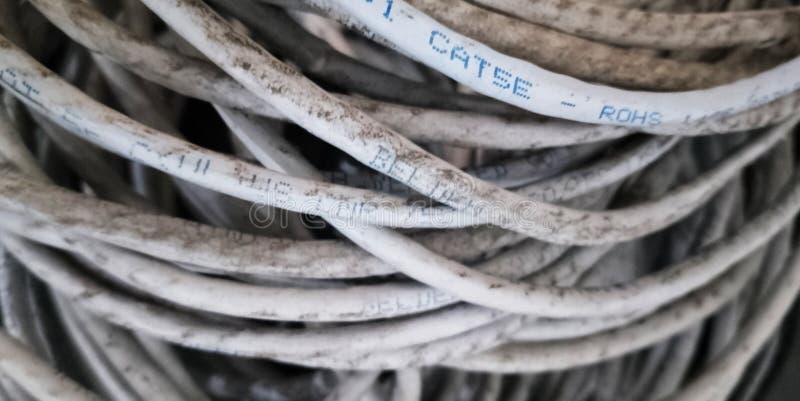 Old and Shabby Computer Network Cables Stock Image - Image of iron ...