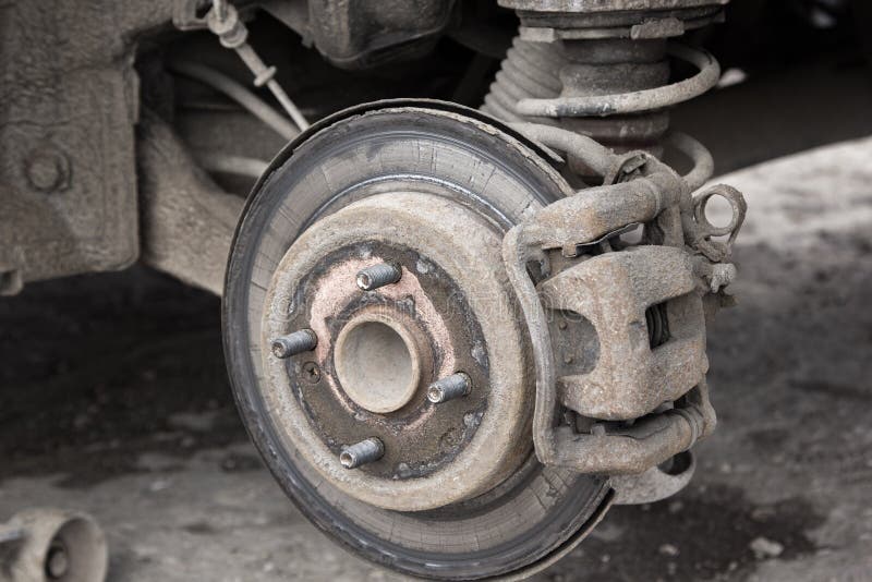 Old Shabby Disc Brake in Wheel Arch Stock Photo - Image of wheel, tire ...