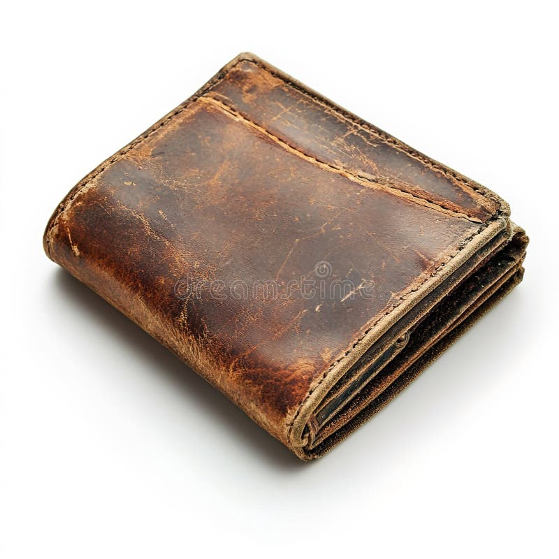 Old Shabby Leather Wallet Isolated on White Background Stock ...
