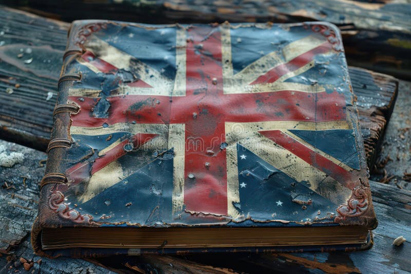 Old Shabby Notebook with British Flag for Learning English. Generative ...